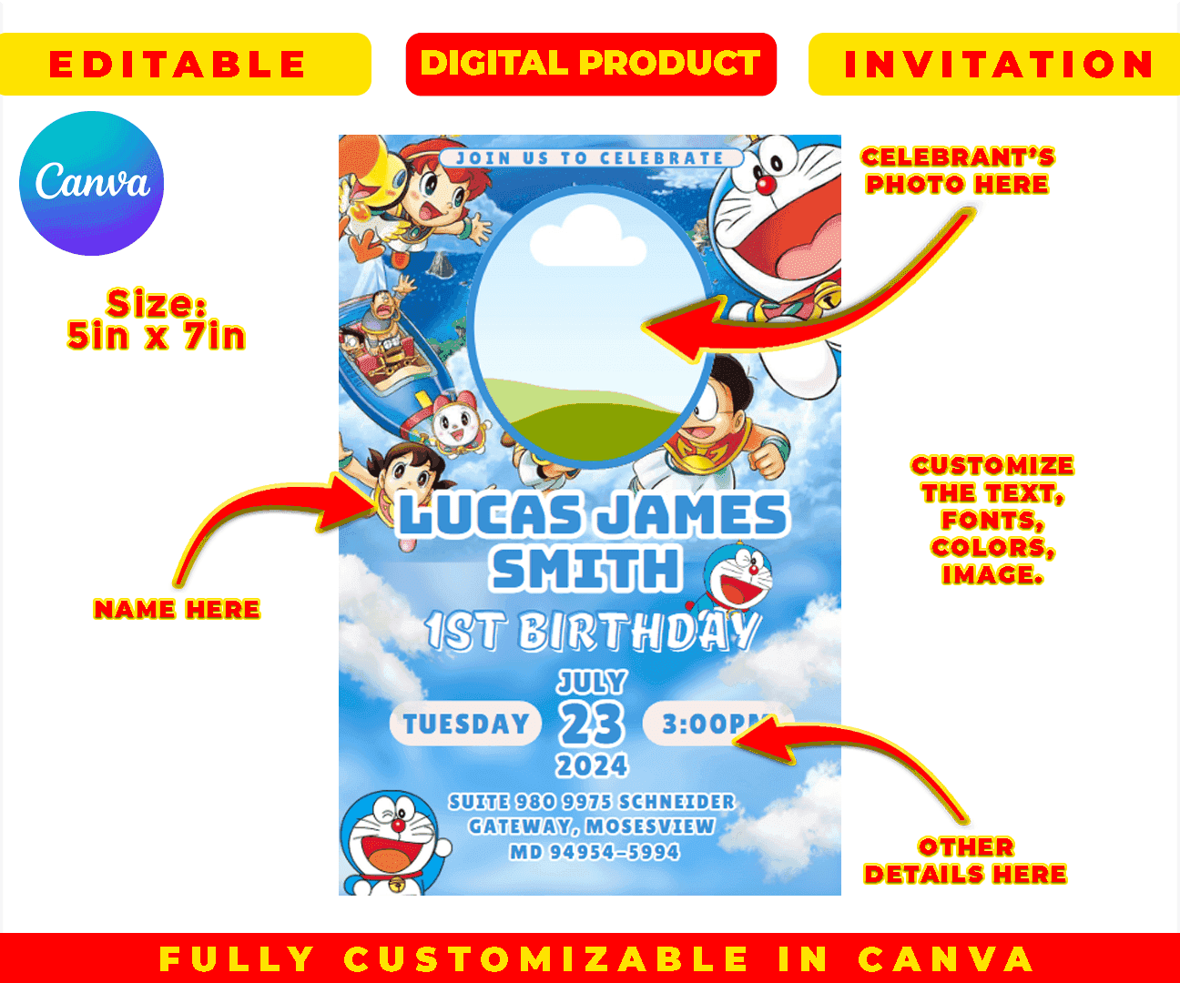 Doraemon Birthday Card Template