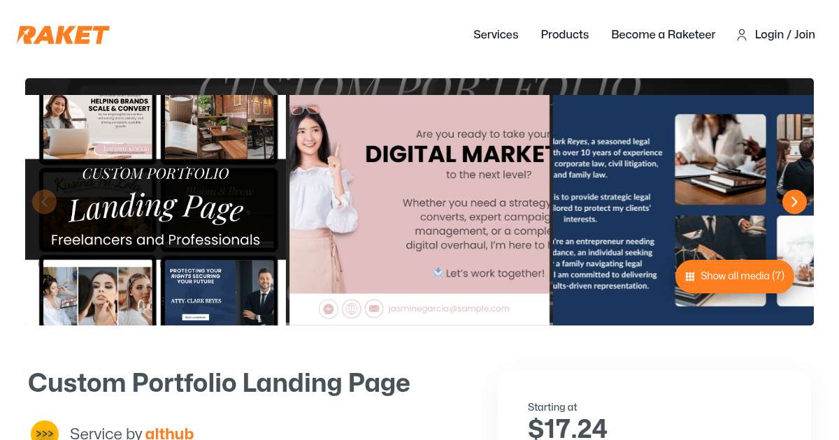 Custom Portfolio Landing Page by althub - Raket.PH