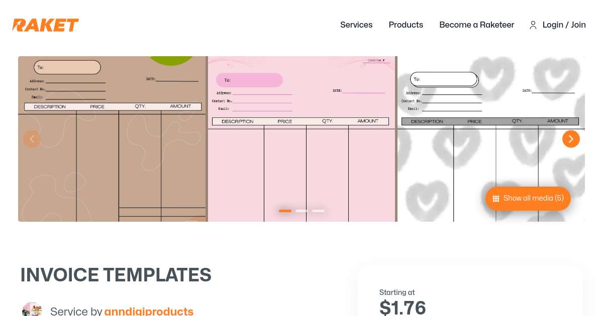 INVOICE TEMPLATES by lcohdigitals - Raket.PH