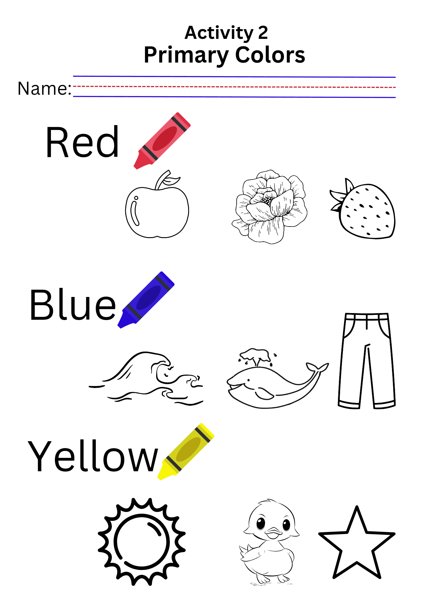Primary Colors Worksheet Kindergarten