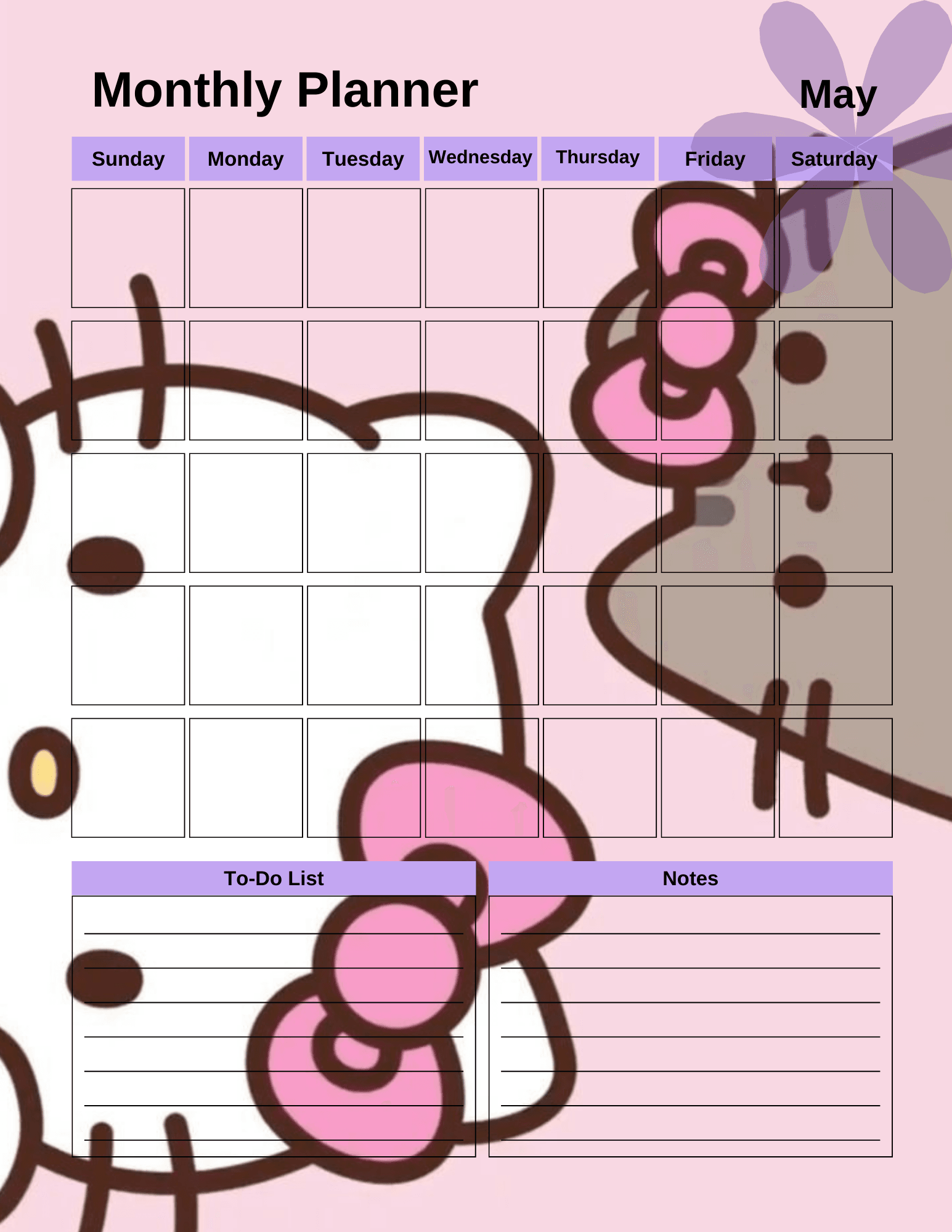 To Do List Printable Hello Kitty Hello Kitty Digital Planner