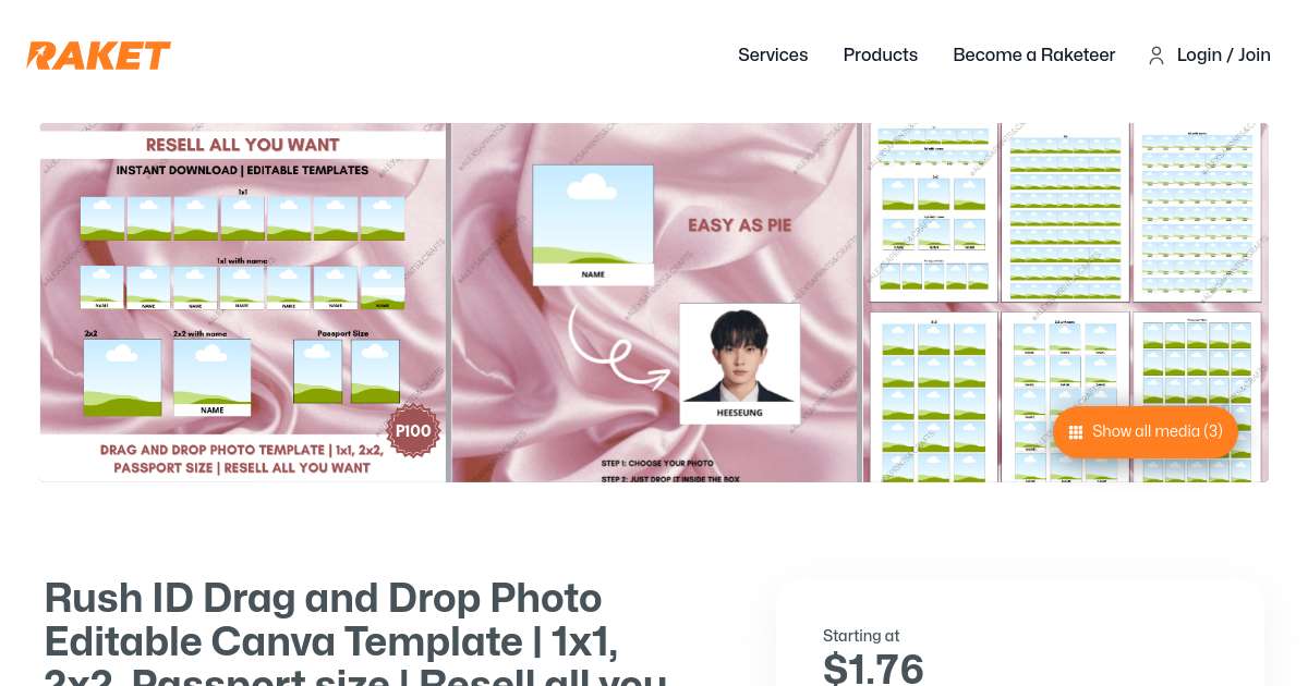 Rush ID Drag and Drop Photo Editable Canva Template | 1x1, 2x2 ...