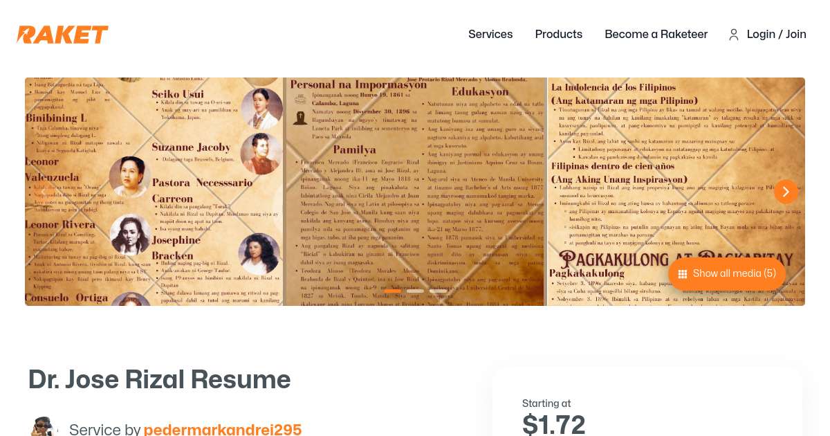 Dr. Jose Rizal Resume by pedermarkandrei295 - Raket.PH