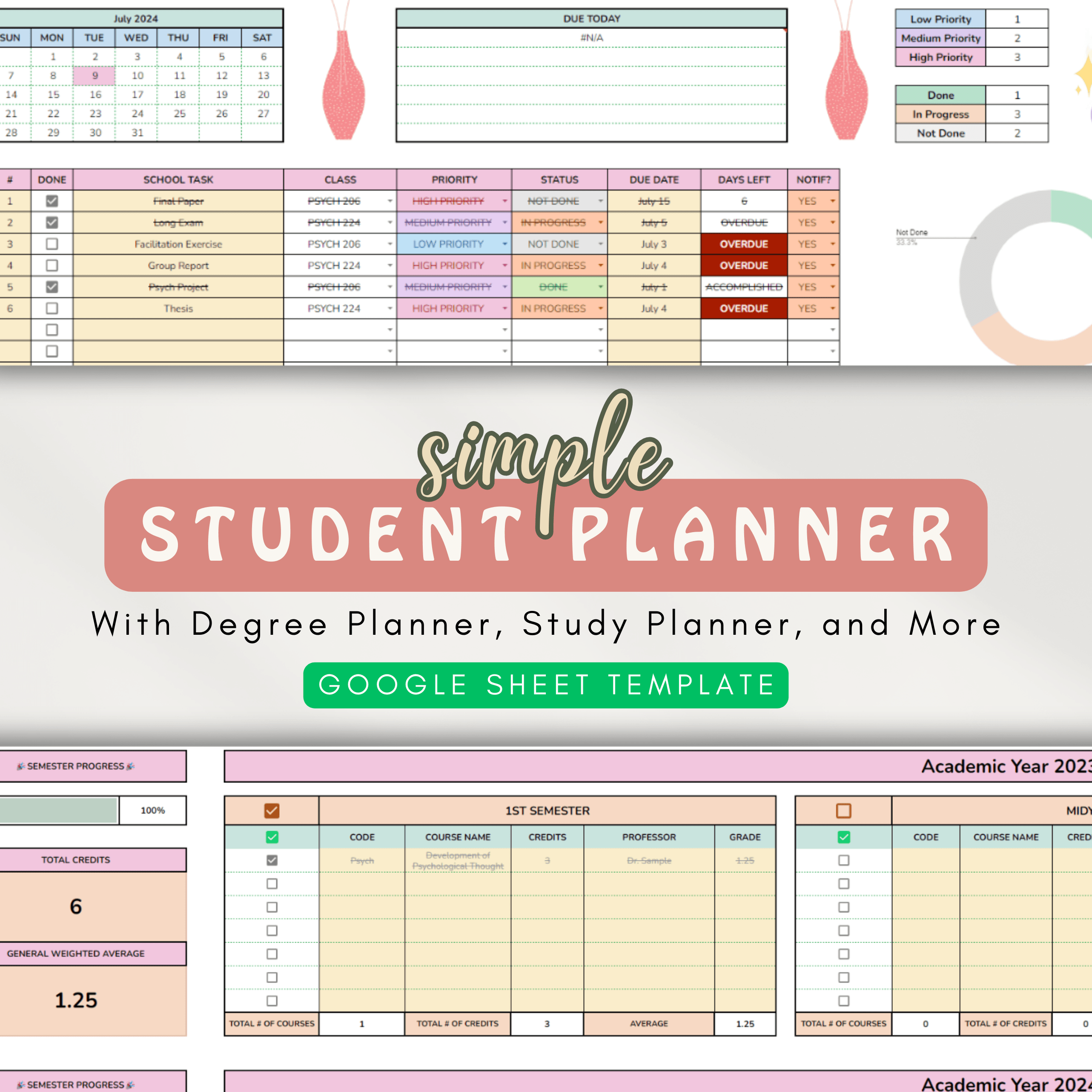 College Planner Template Free Printable Daily Student Planner