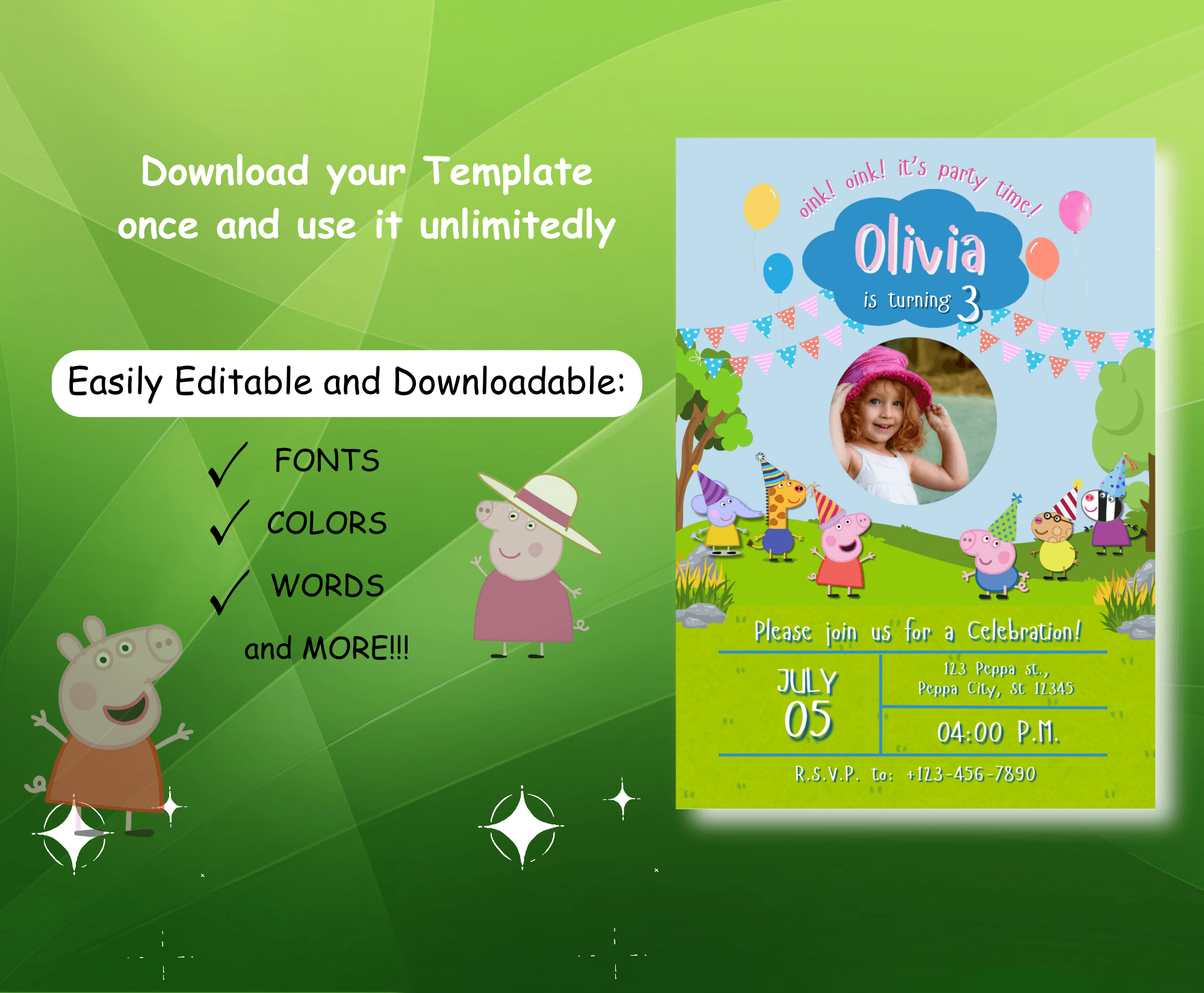 Peppa Pig Birthday Invitations Template Peppa Pig Birthday Invitation