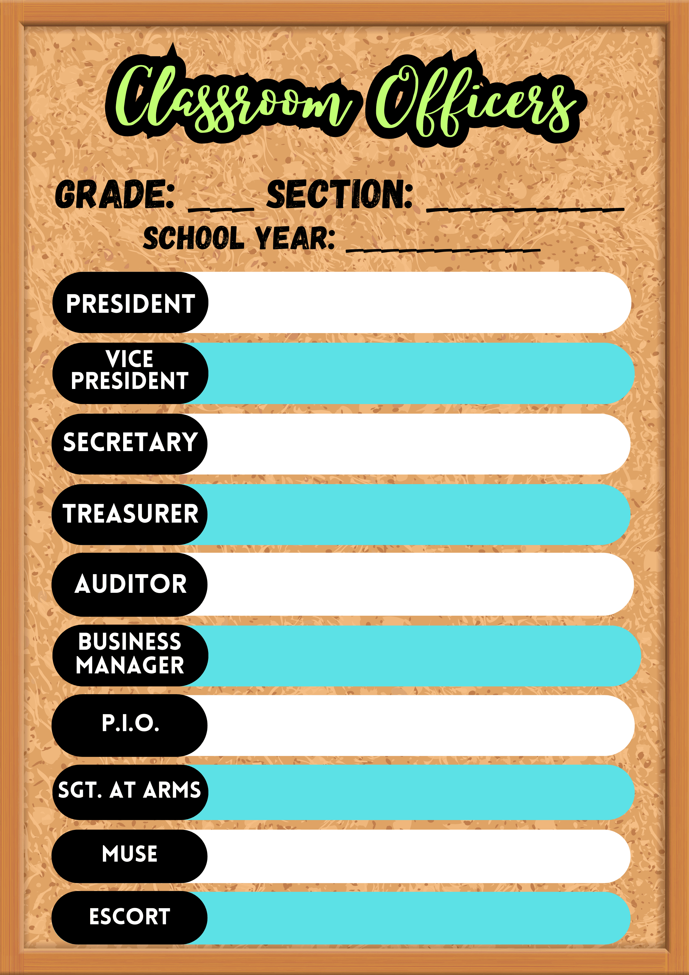 Class Officers Design