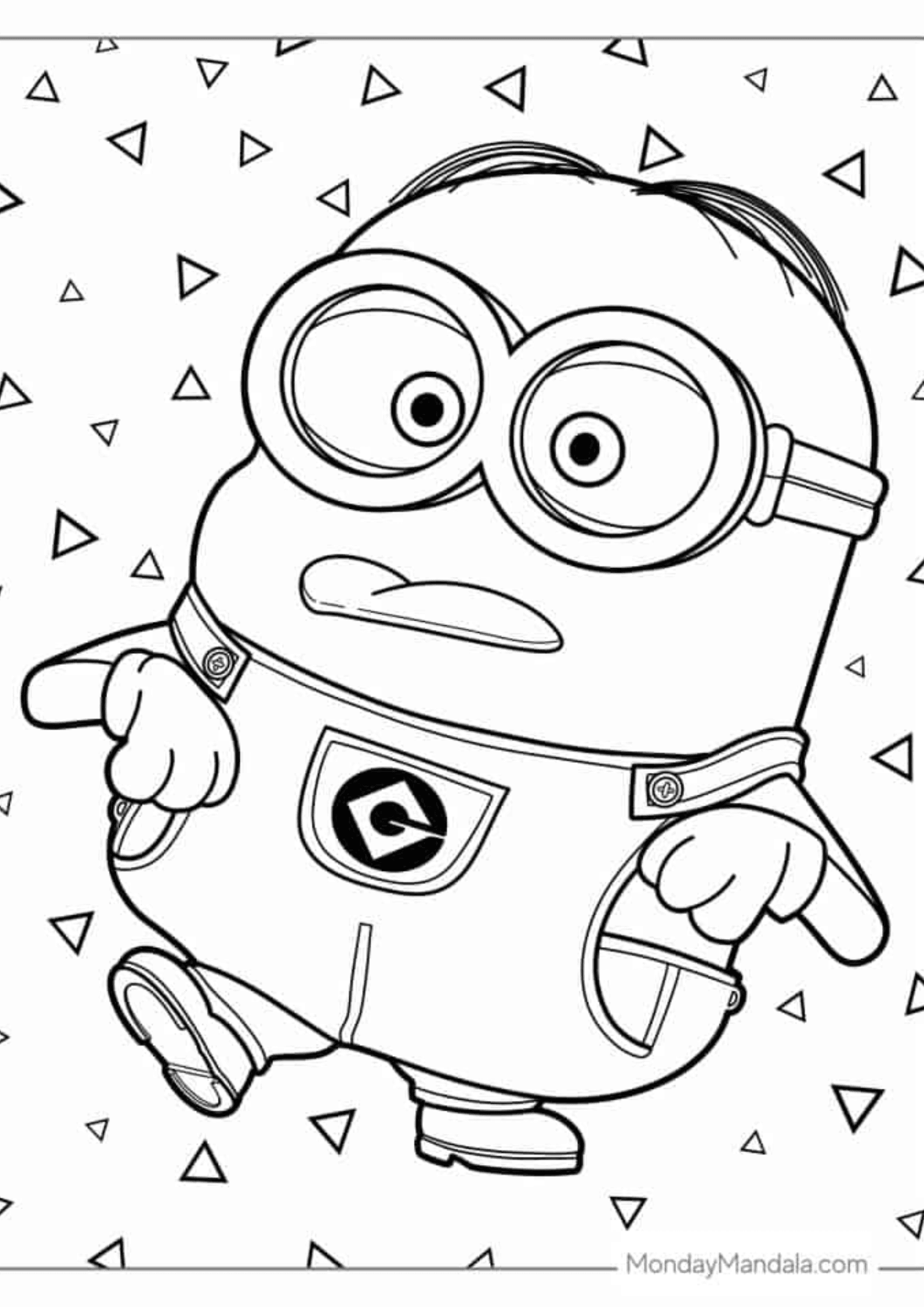 The Minions Dave Coloring Page For Kids Free Printable