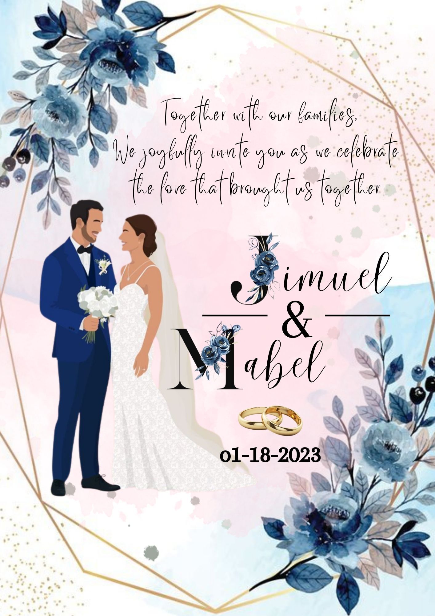 Wedding Invitation Cards In Blue Wedding Invitation Template Blue