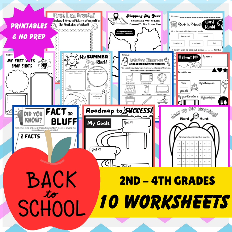 Back To School Worksheets For Second Grade Free Back To School