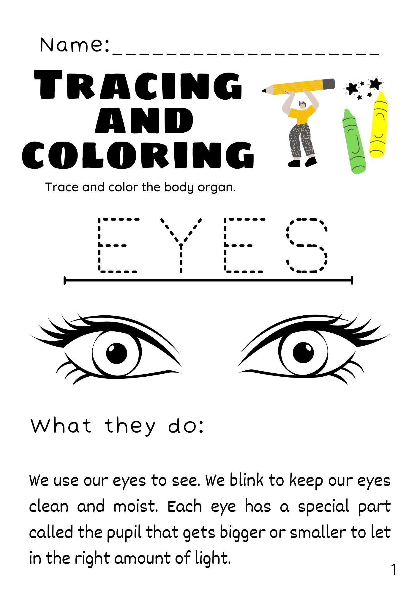 Parts Of The Eyes Worksheets EYE PARTS ESL Worksheet By Rinac88