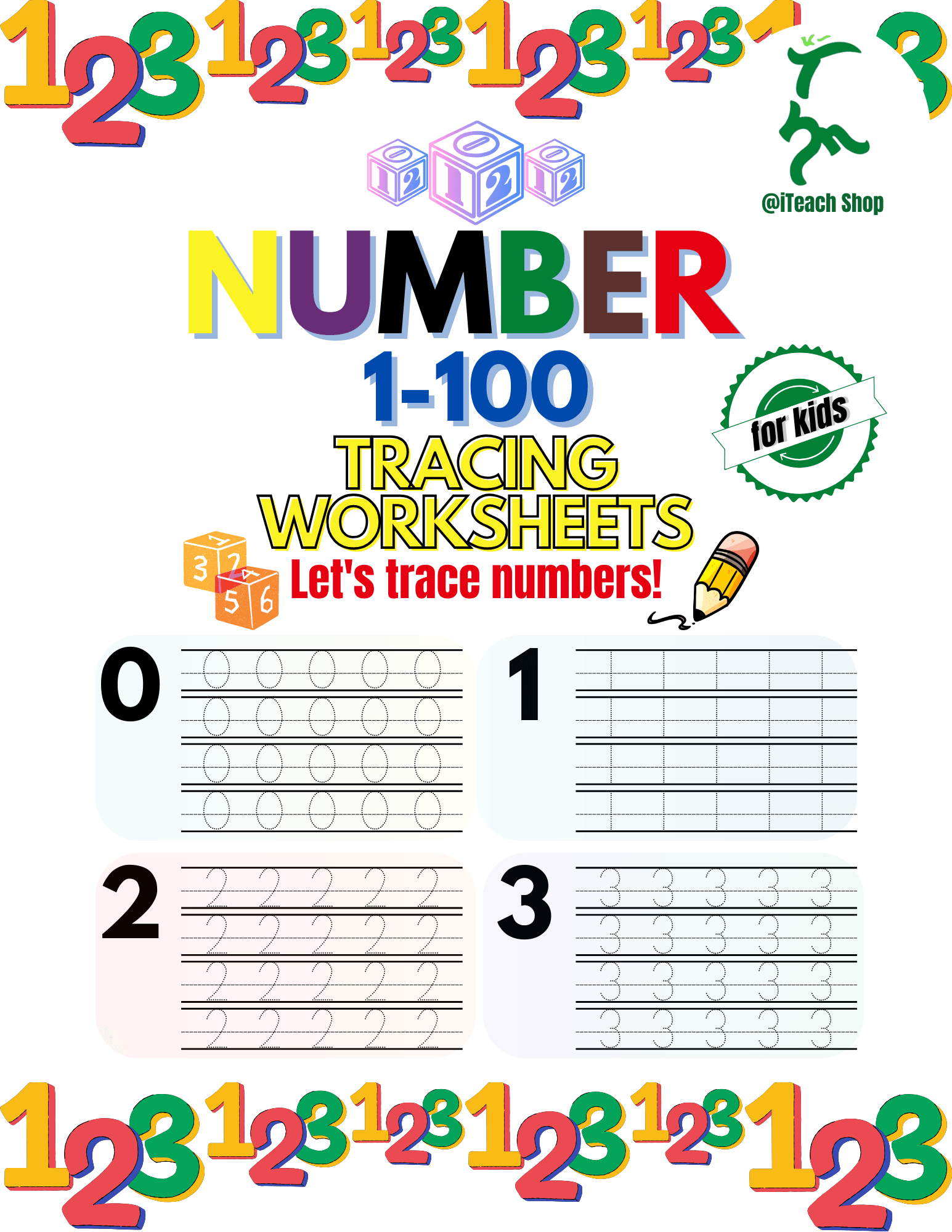 Tracing Numbers 1 100 Worksheets