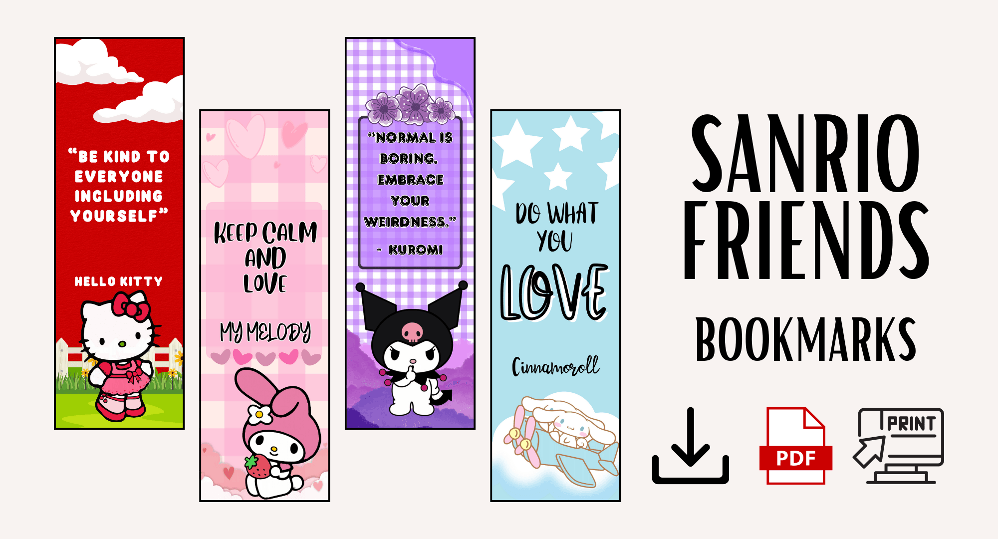 Hello Kitty Printable Bookmarks