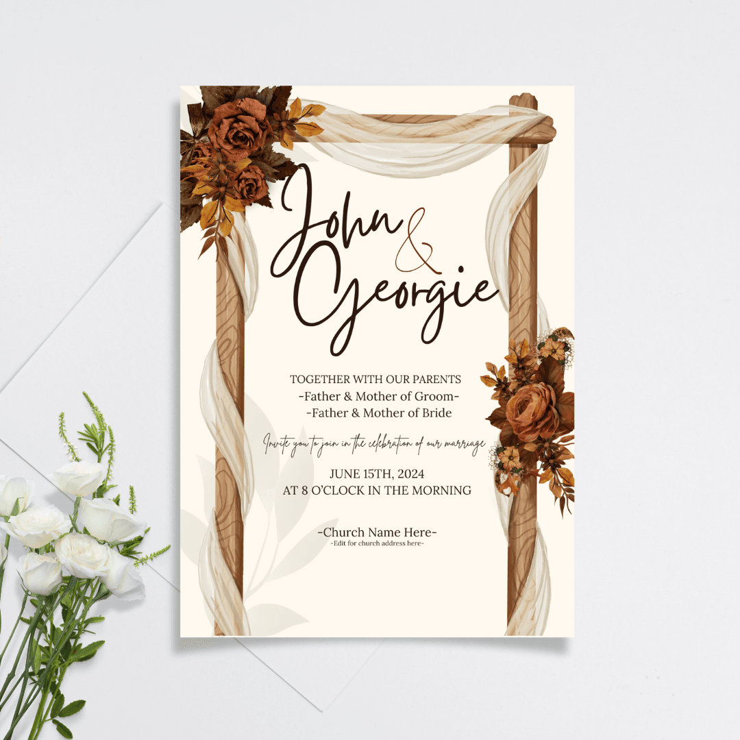 Brown Rustic Wedding Invitations Erin + Rich's Rustic Glam Rose Gold