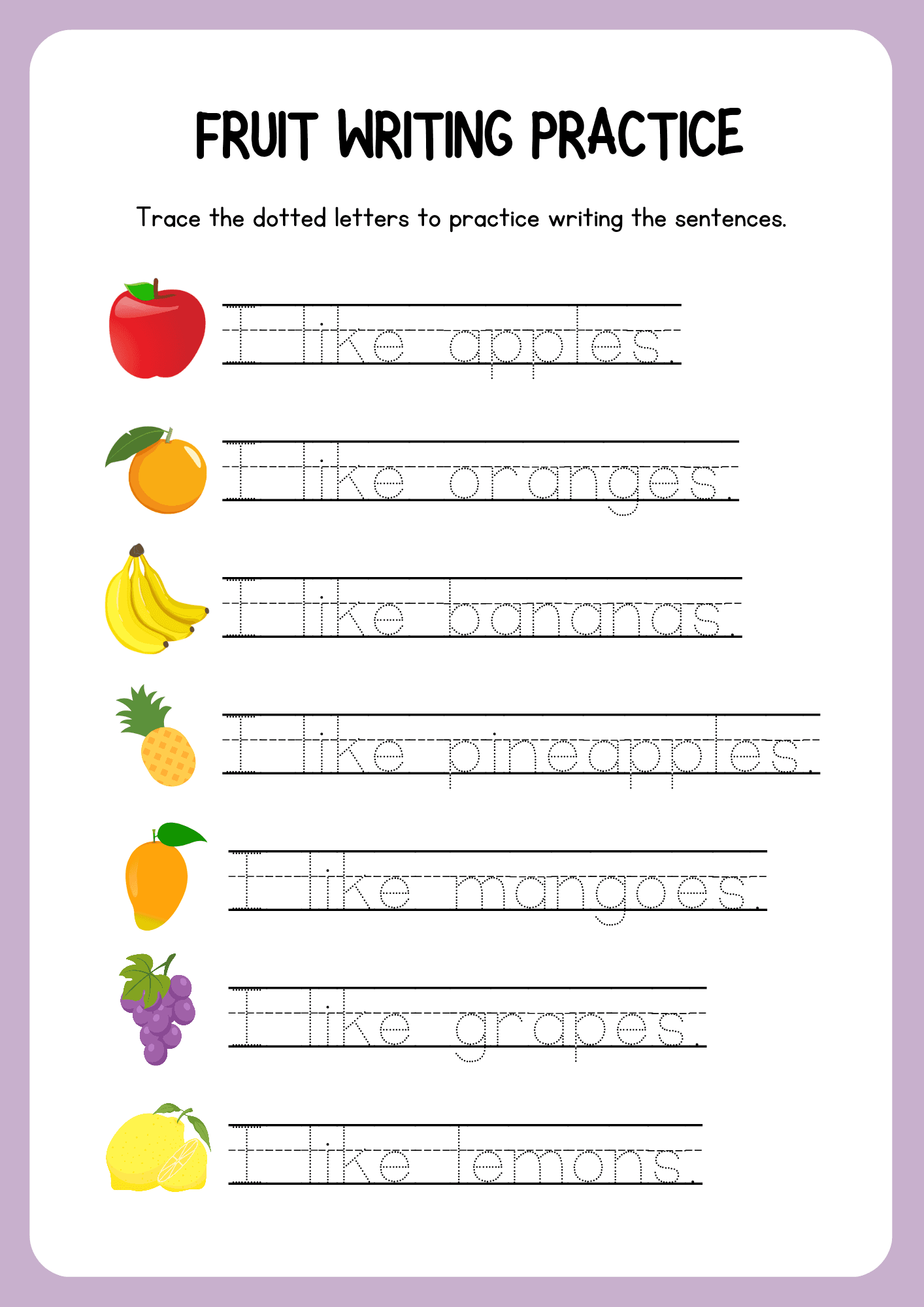 Writing Practice Worksheets For Grade 1