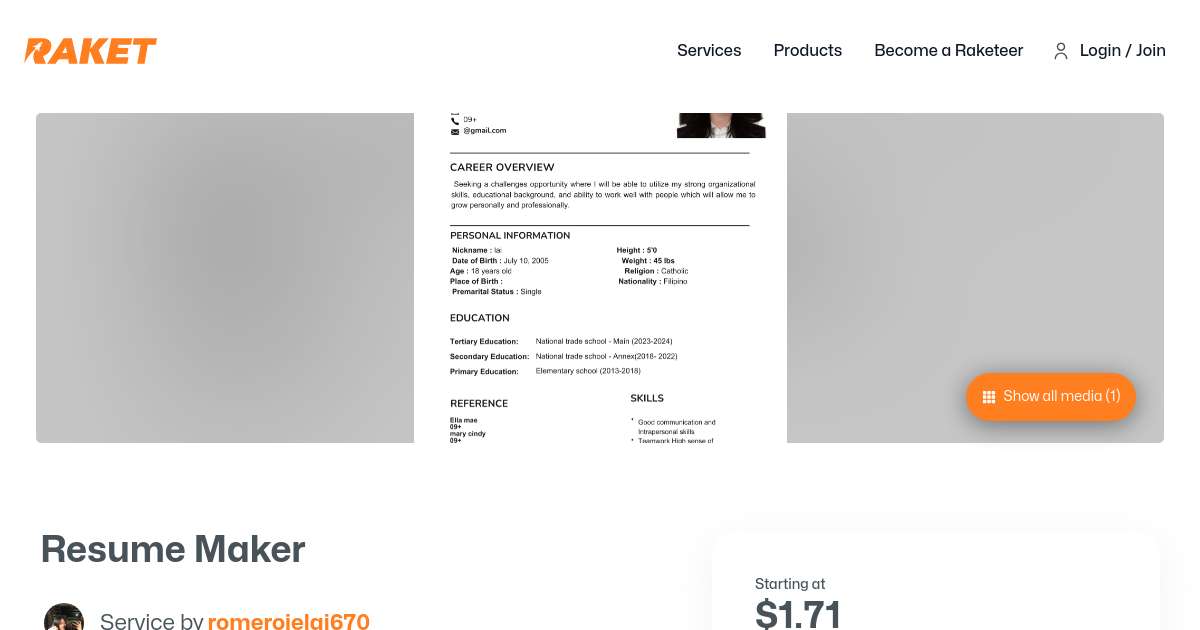 Resume Maker by romerojelai670 - Raket.PH