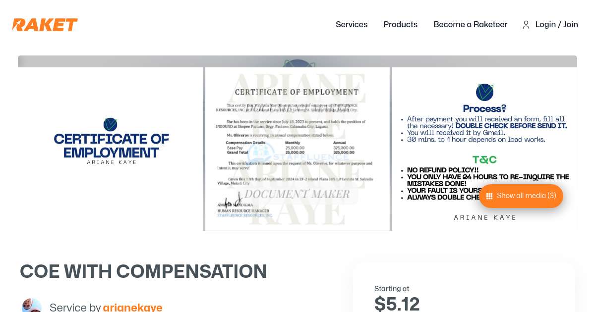 COE WITH COMPENSATION by arianekaye - Raket.PH