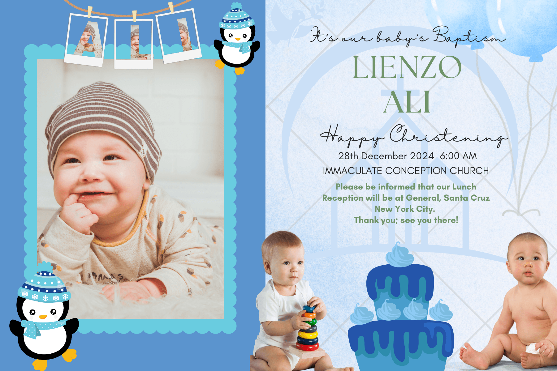 Boy Christening Card Template