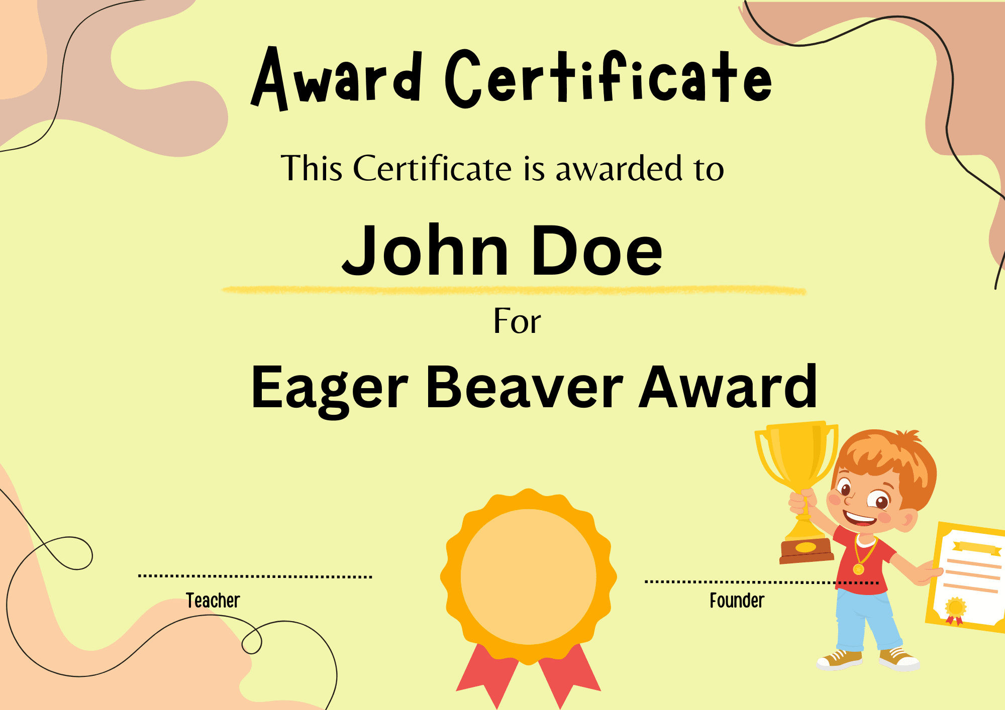 Character Award Certificates Template Character Education Award