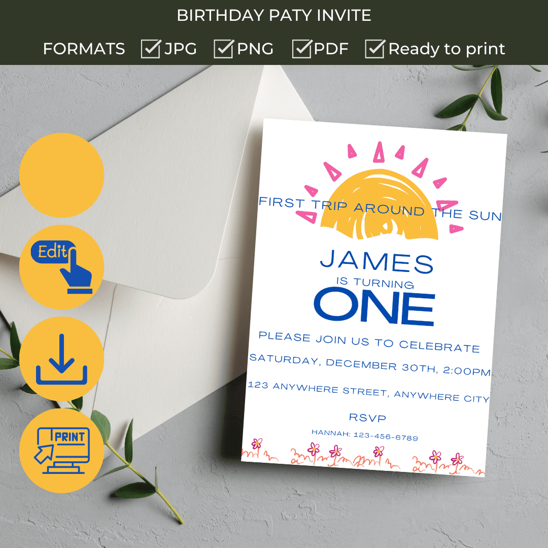 Birthday Invitation Pdf Template Printable Birthday Party Invitation