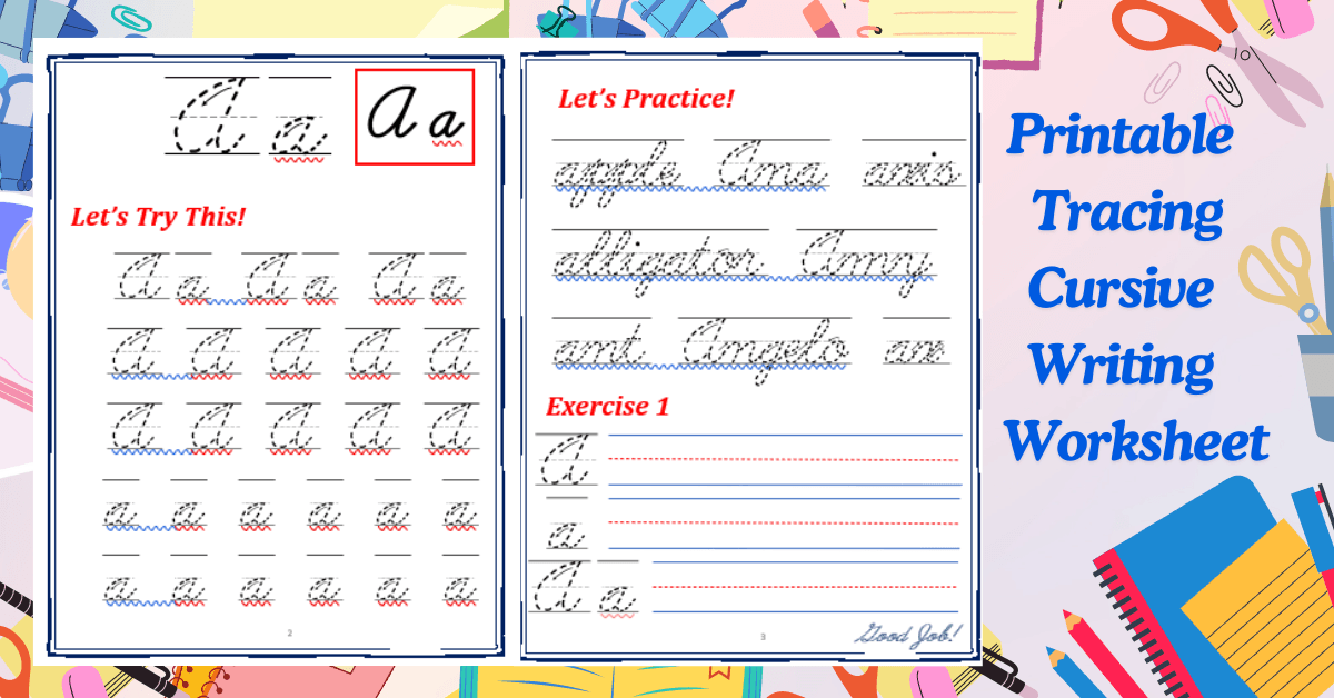 Cursive Handwriting Practice Worksheet Alphabets Az