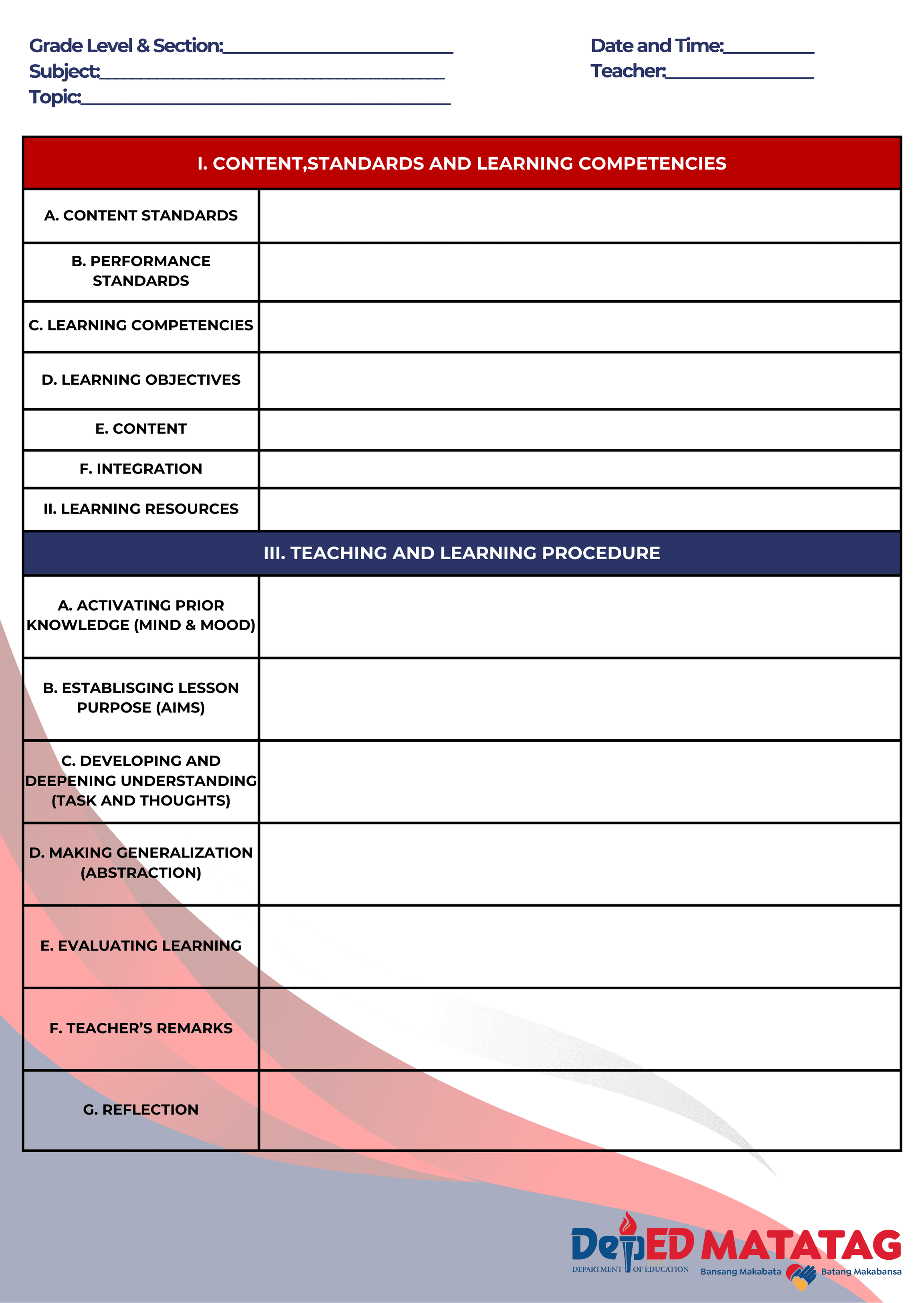 Deped Format For Lesson Plan - Infoupdate.org