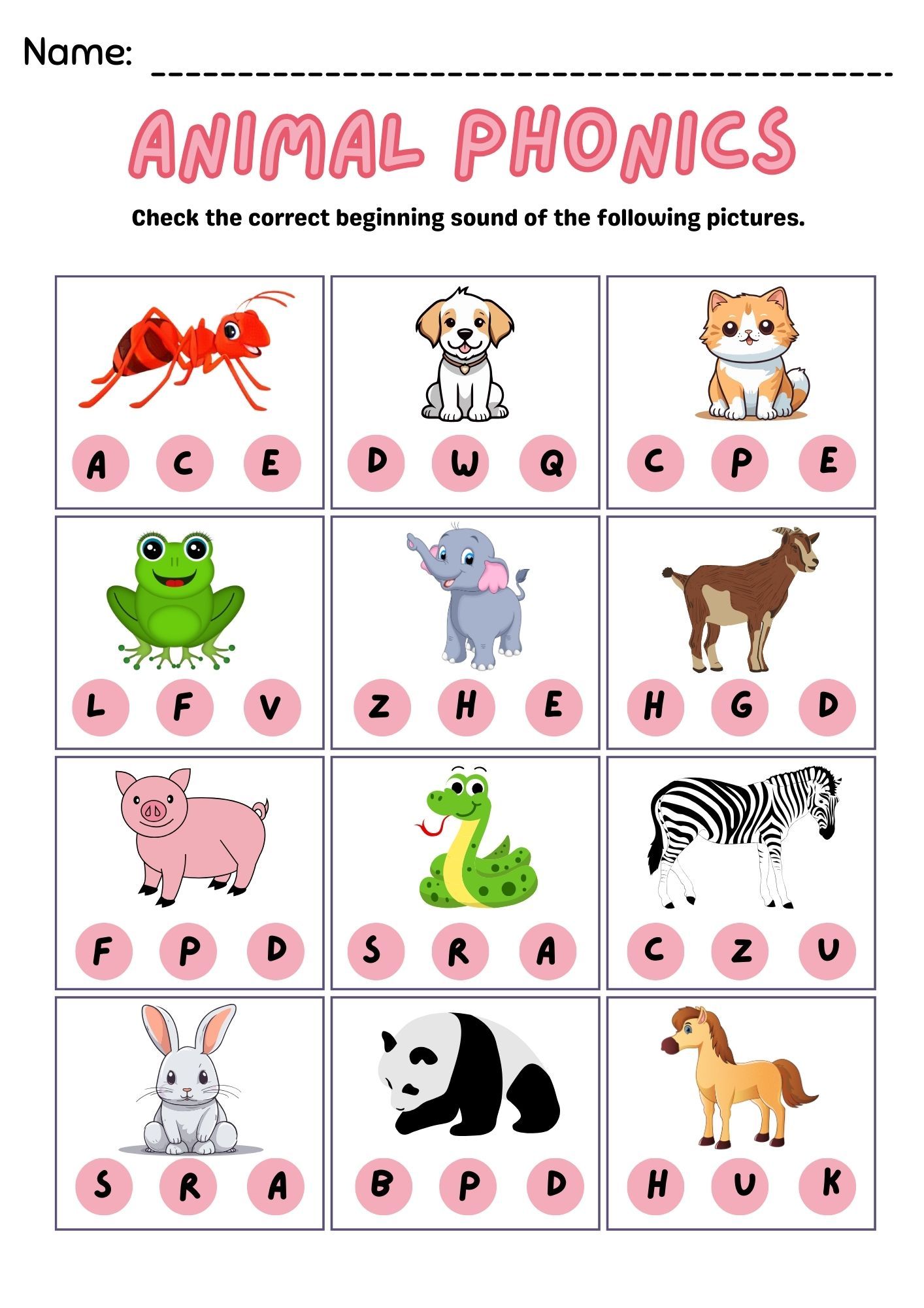 Zoo Phonics Chart