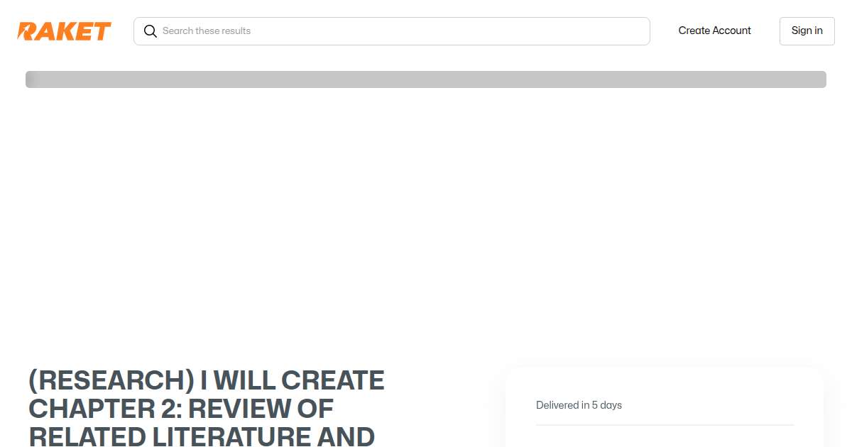 (RESEARCH) I WILL CREATE CHAPTER 2: REVIEW OF RELATED LITERATURE AND ...
