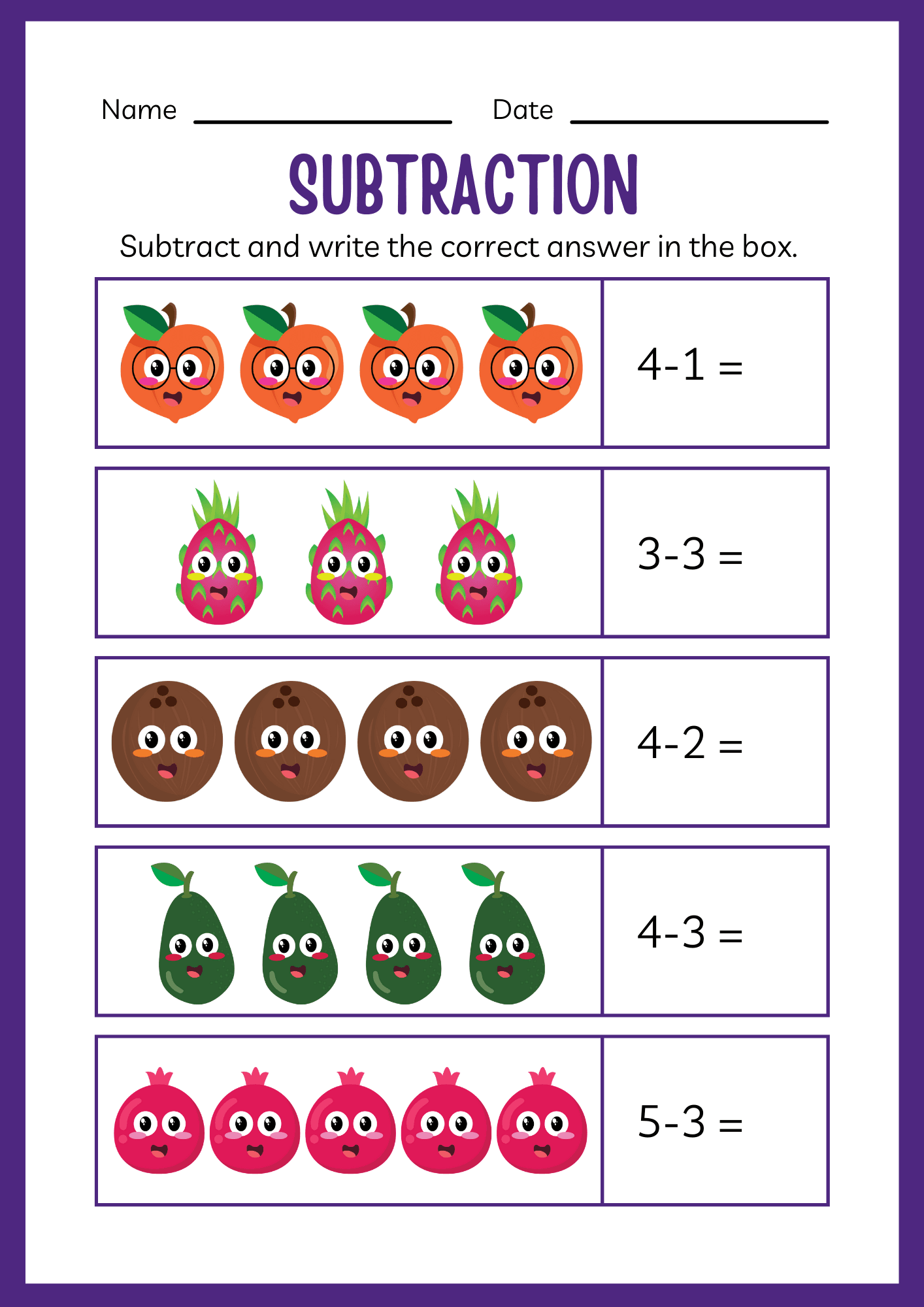 Rocket Math Worksheets Subtraction Subtraction With Cartoon Gift