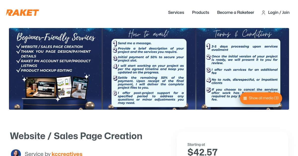 Website/Sales Page Creation by kccreatives - Raket.PH