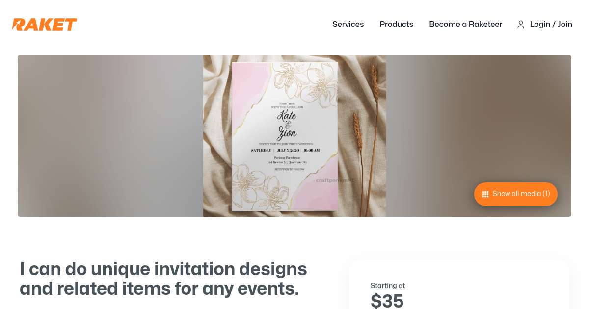 I can create unique invitation designs and related items for any events ...