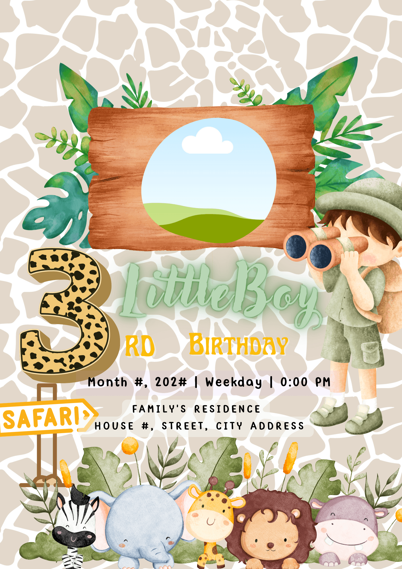 Jungle Safari Invitation Templates Safari Invitation Illustrations,