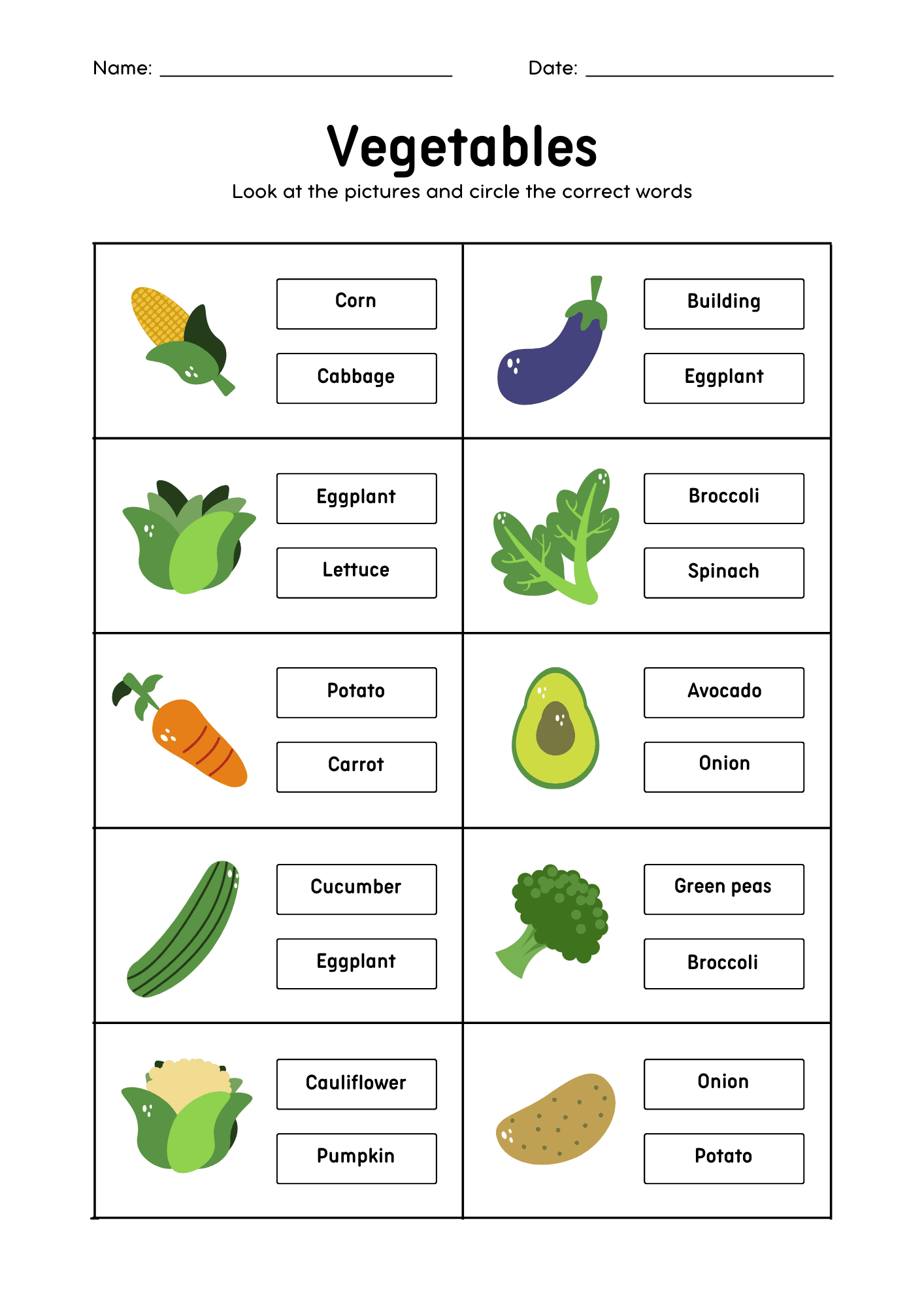 Vegetable Worksheets For Kindergarten Cut Out Graph: Vegetables