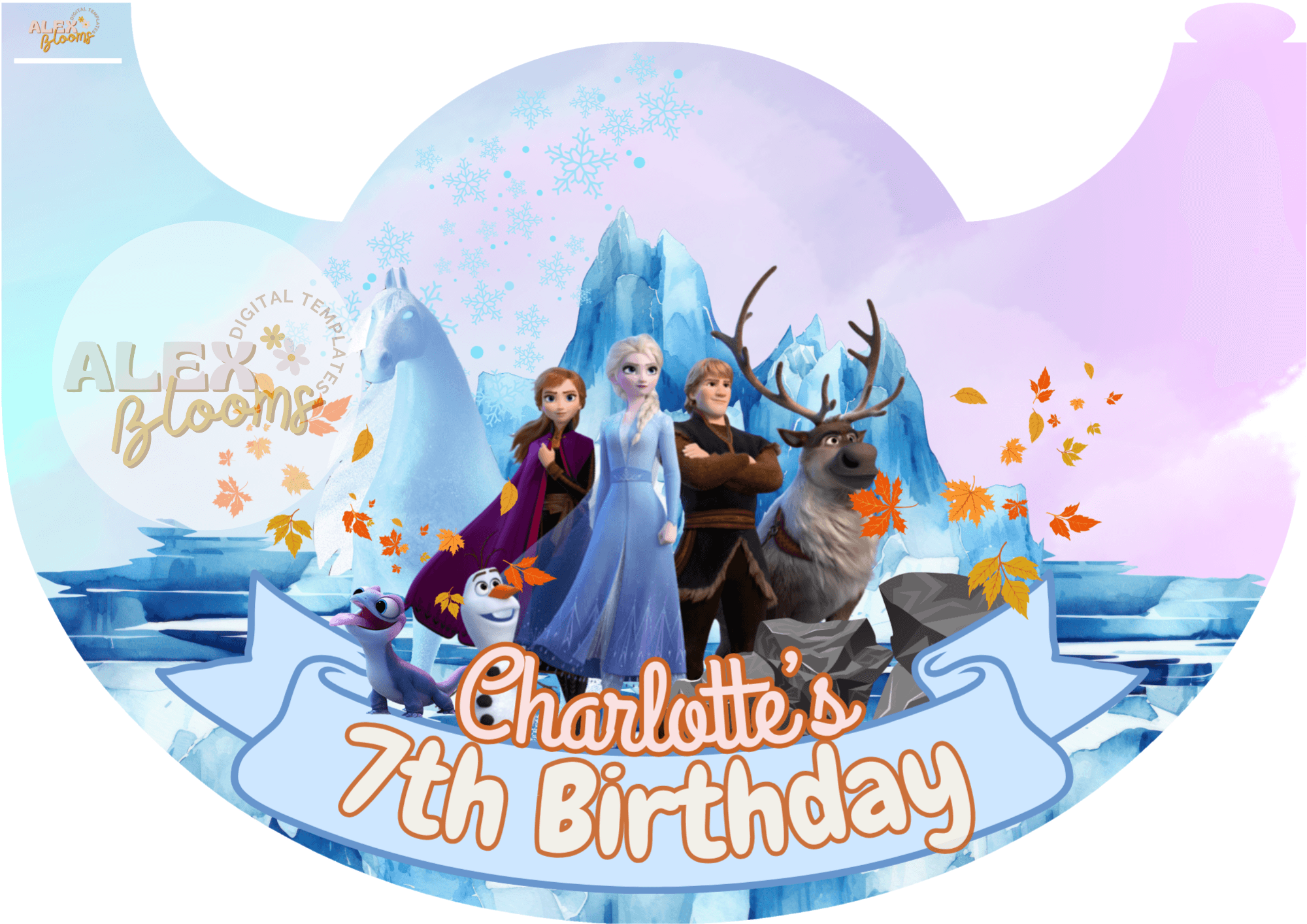 Frozen Topper Printable Template Elsa & Anna Snow Queens Edible Print