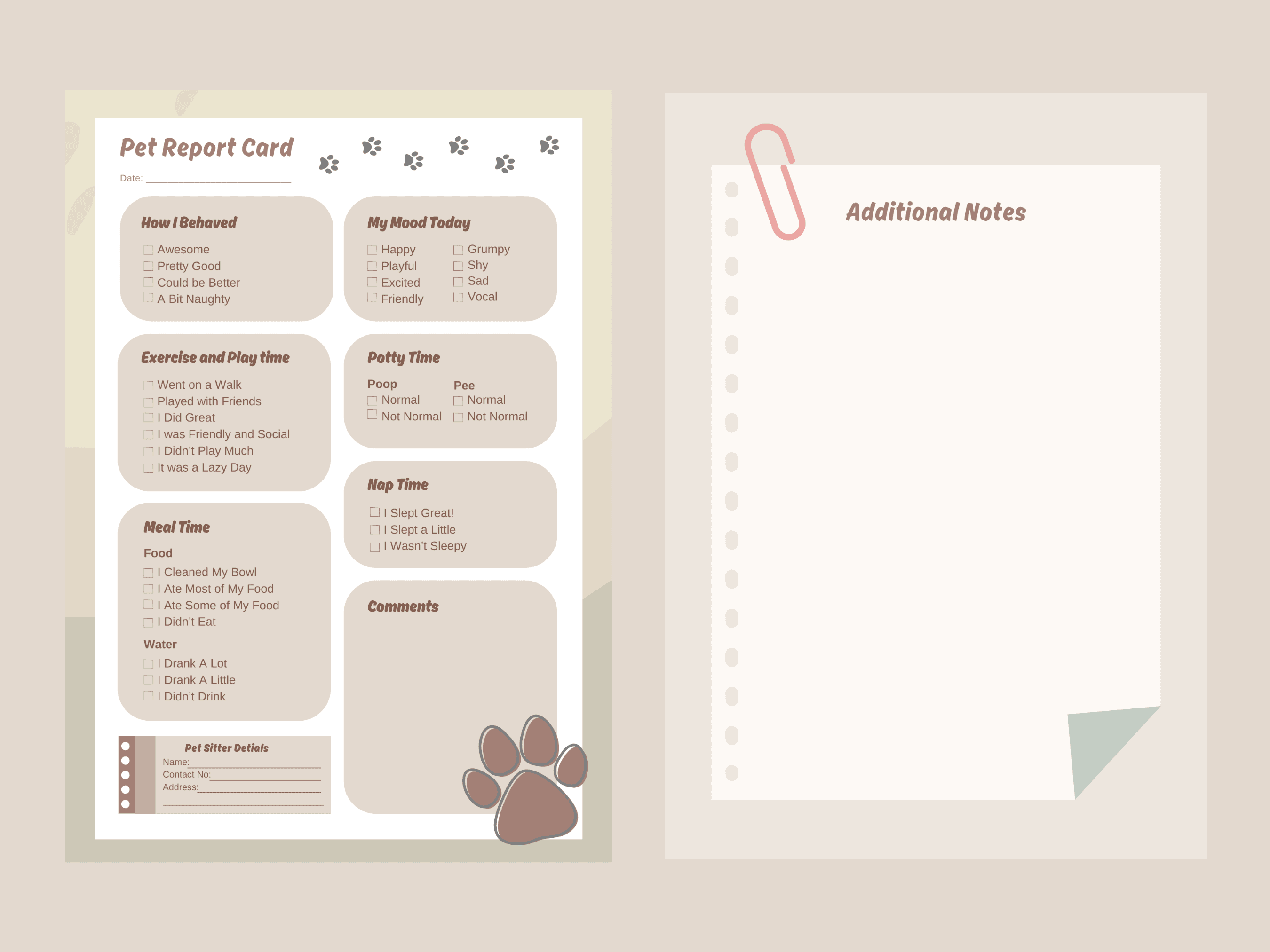 Free Pet Sitting Report Card Template - Infoupdate.org