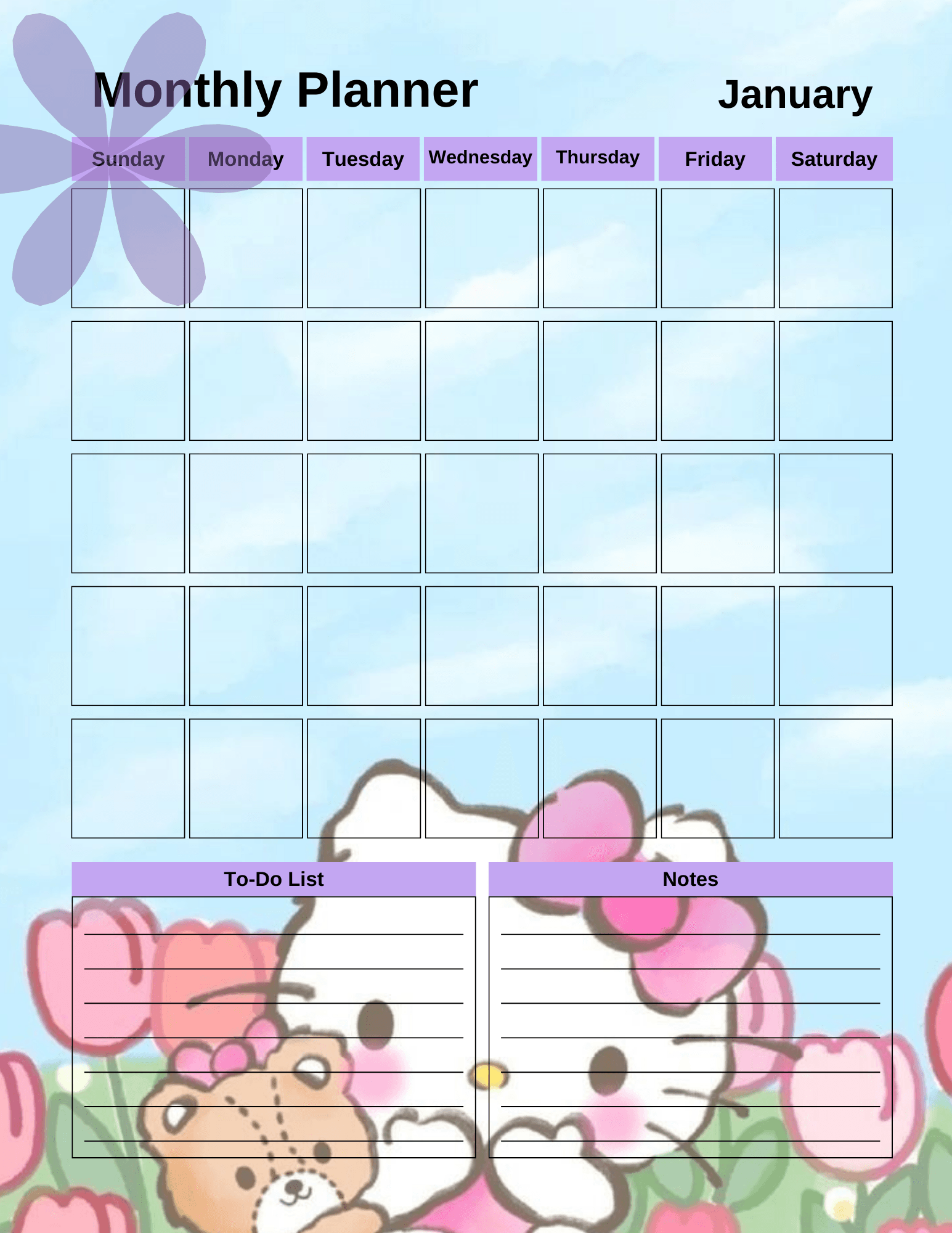To Do List Printable Hello Kitty Hello Kitty Digital Planner