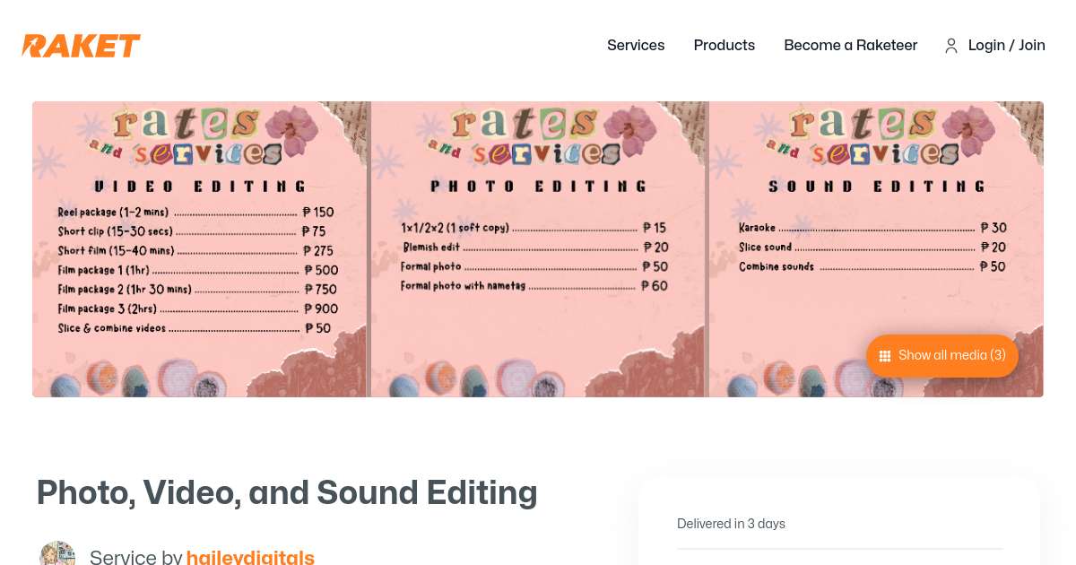 Photo, Video, and Sound Editing by haileydigitals - Raket.PH