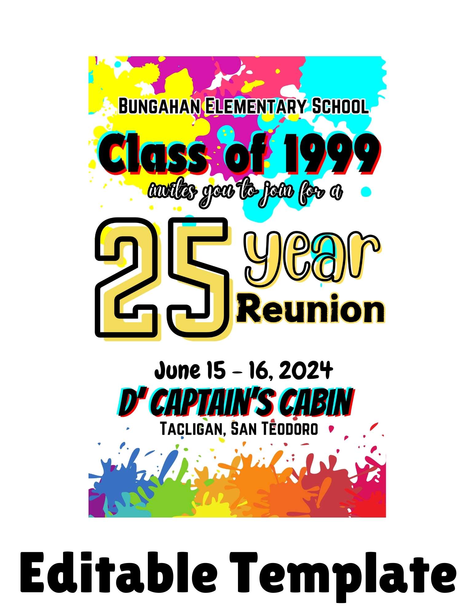 Class Reunion Program Template Editable Class Reunion Invitation