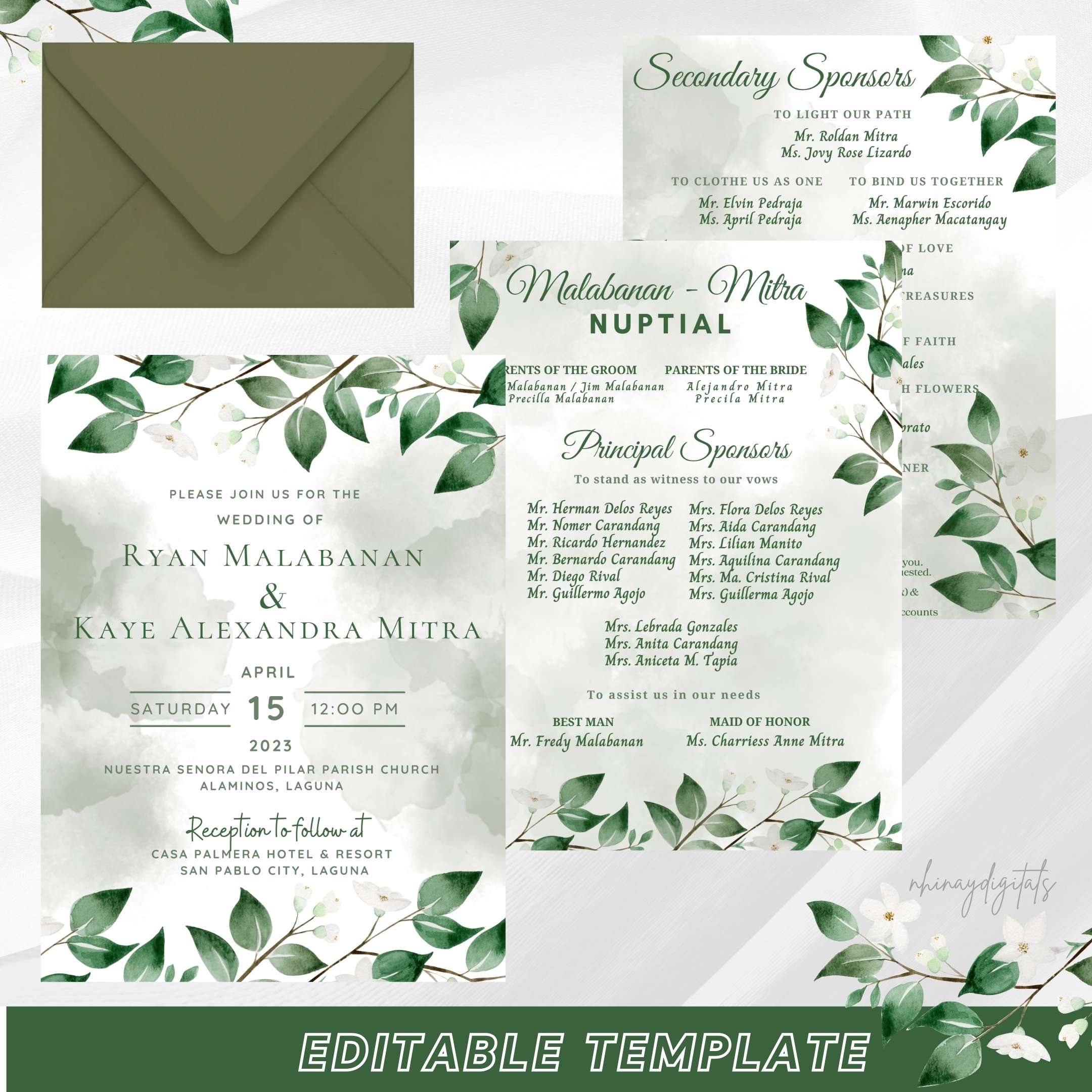 Green Wedding Invitation Templates