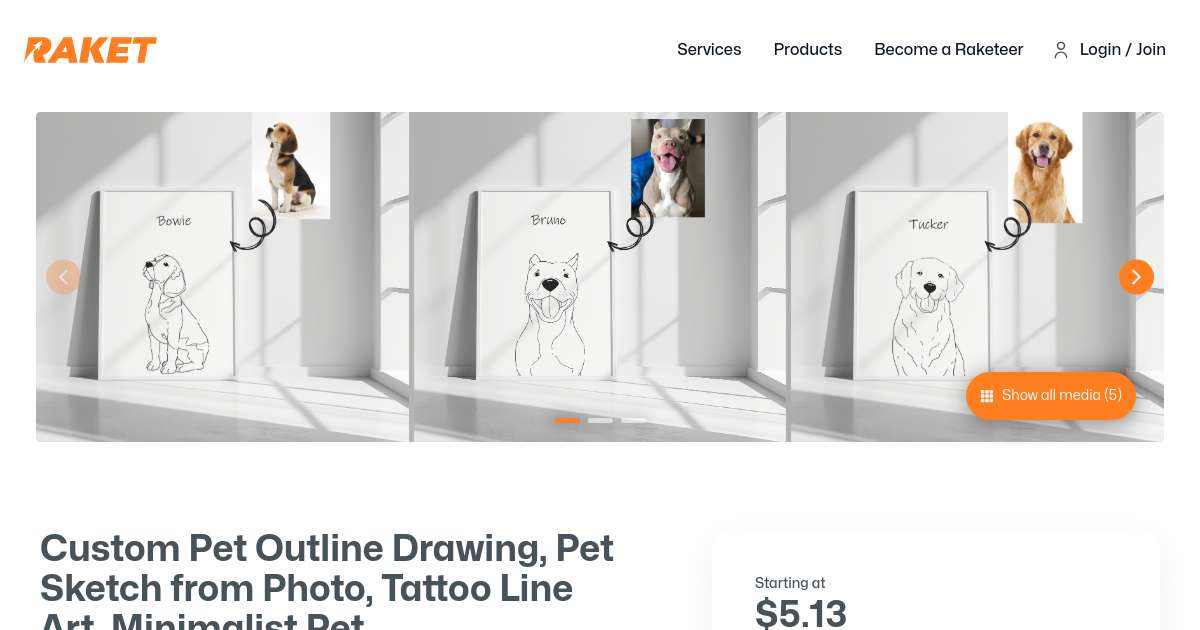 Custom Pet Outline Drawing, Pet Sketch from Photo, Tattoo Line Art ...