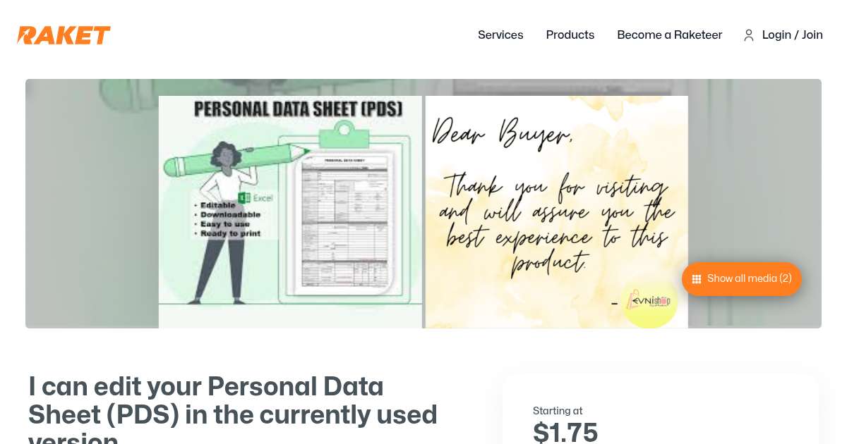 I can edit your Personal Data Sheet (PDS) in the currently used version ...