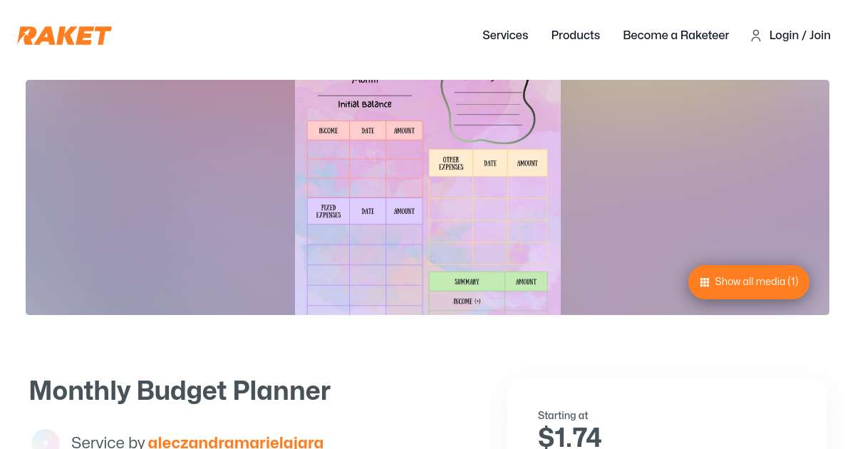 Monthly Budget Planner by aleczandramarielajara - Raket.PH