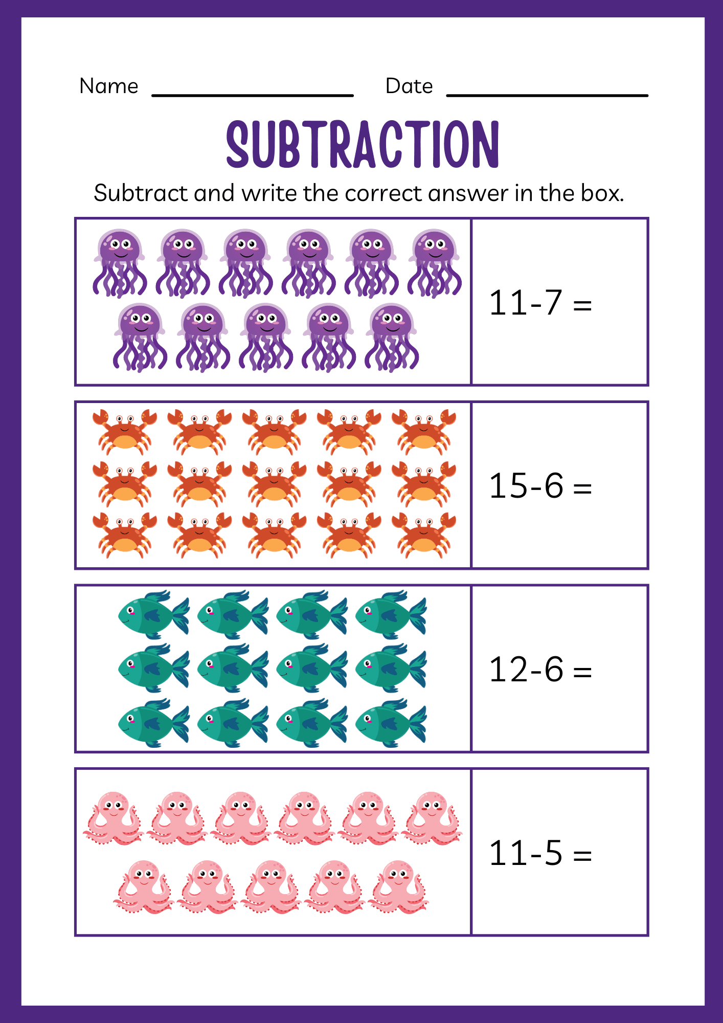 Subtraction Worksheets For Kindergarteners Kindergarten Subtraction