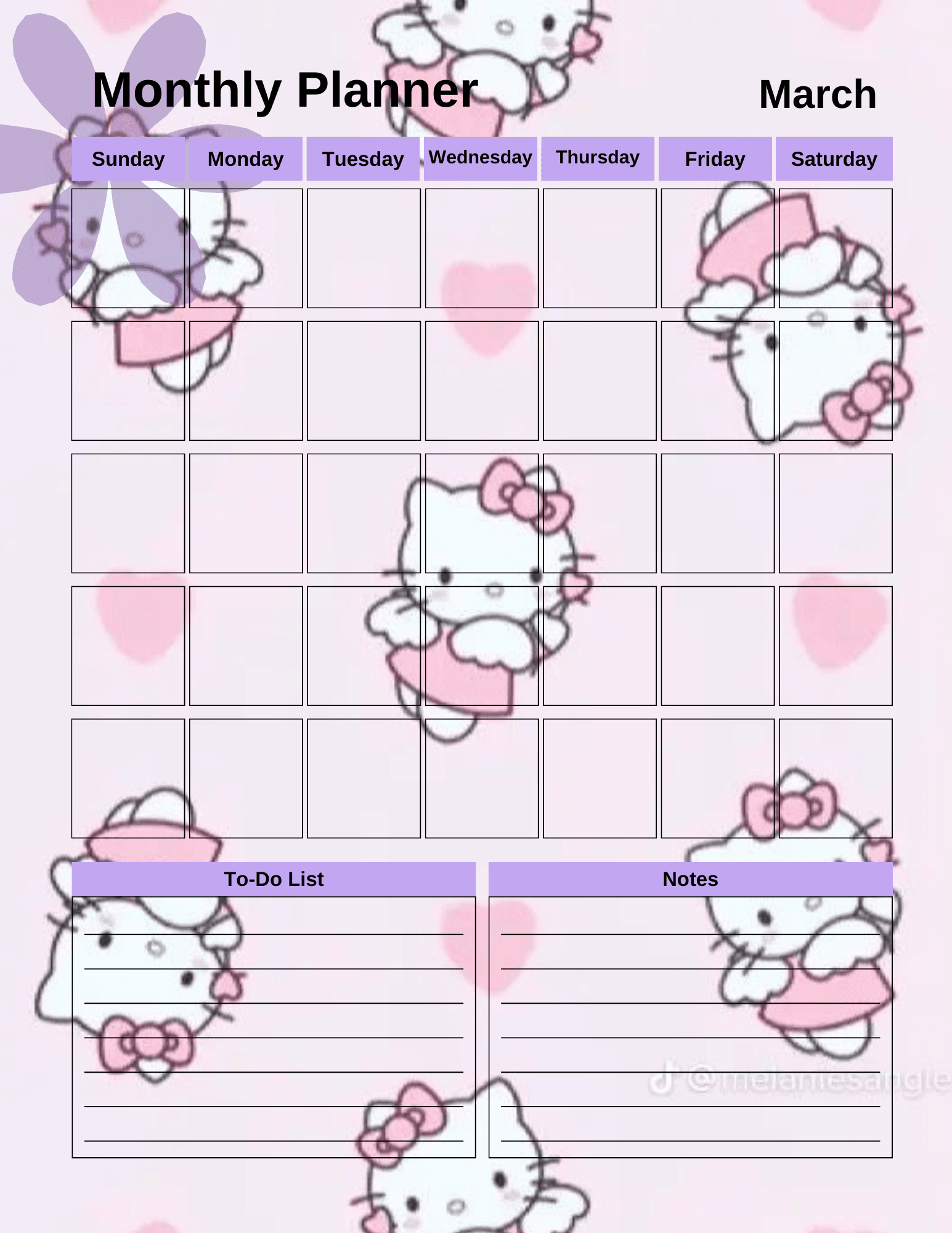 To Do List Printable Hello Kitty Hello Kitty Digital Planner