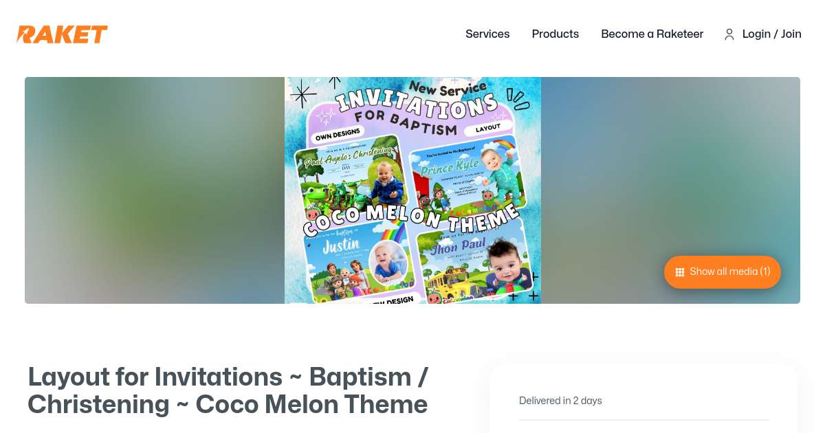 Layout for Invitations ~ Baptism / Christening ~ Coco Melon Theme by ...