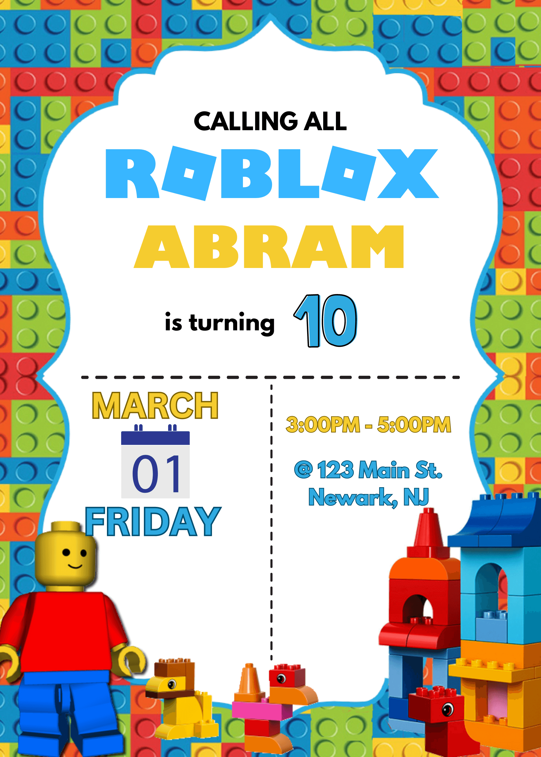 Roblox Birthday Invitation Card