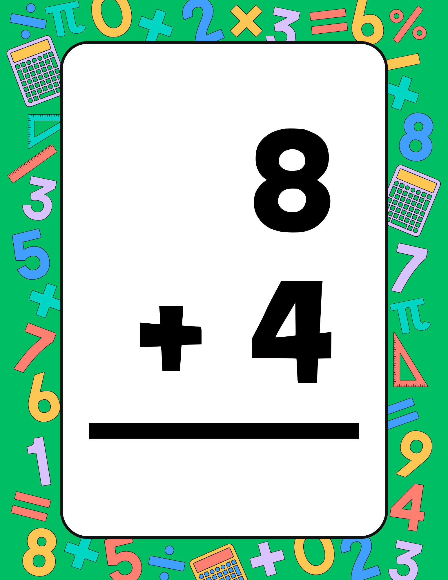 Addition Flash Cards Clipart