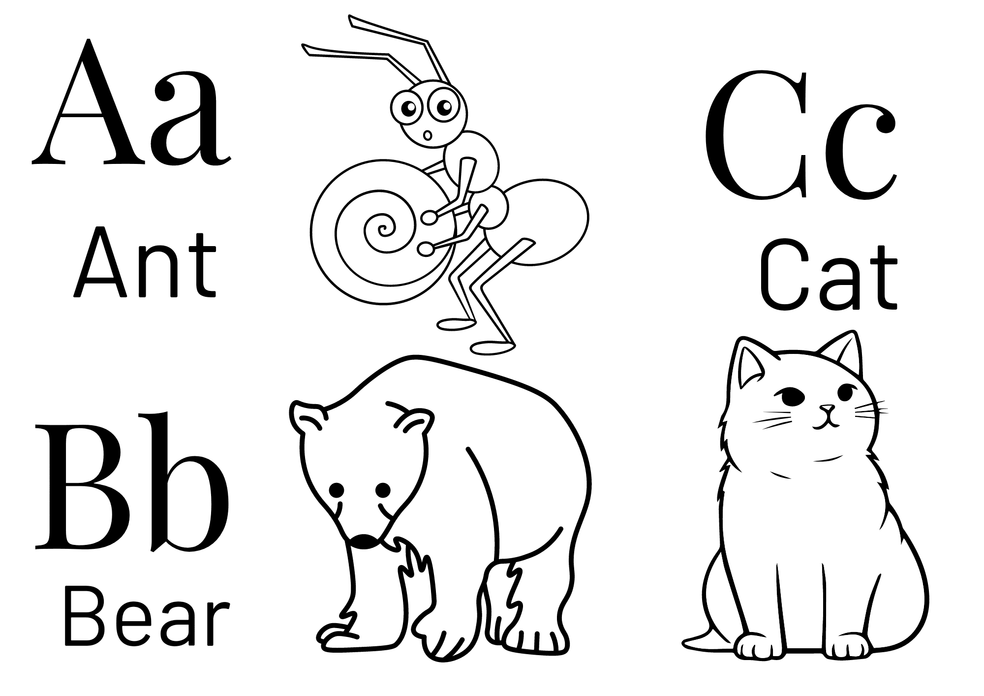 alphabet animal coloring pages printable