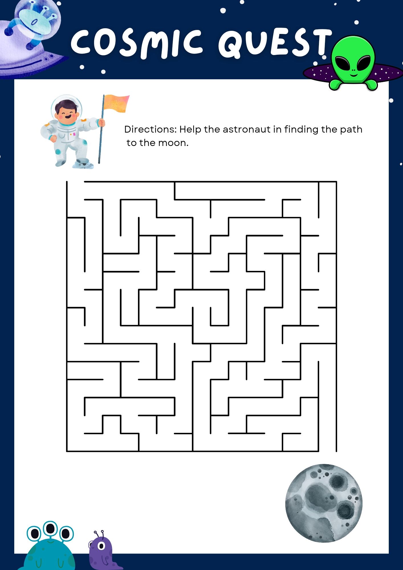 Free Astronaut Maze Worksheet 1 Space Space Preschool