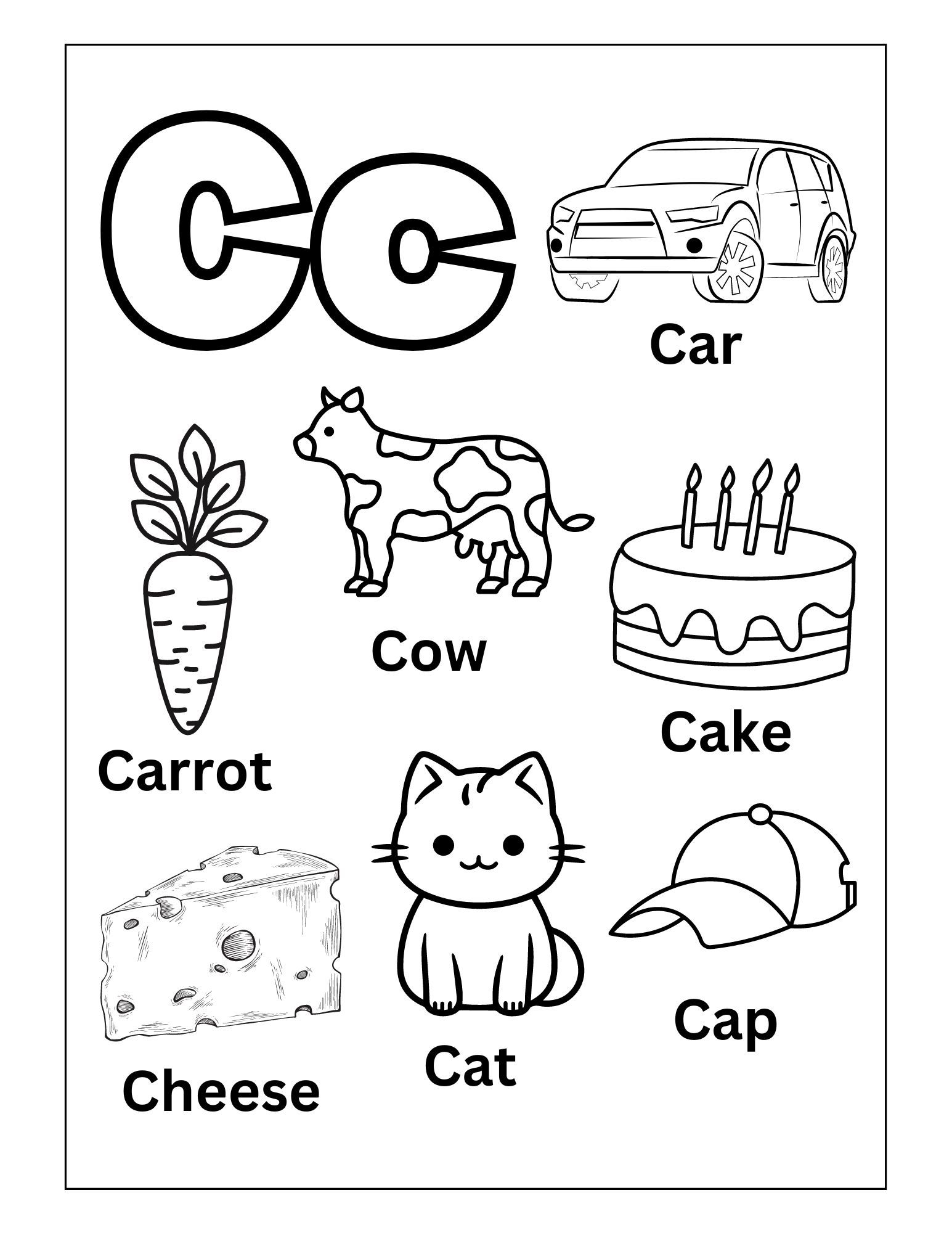 alphabet objects coloring pages
