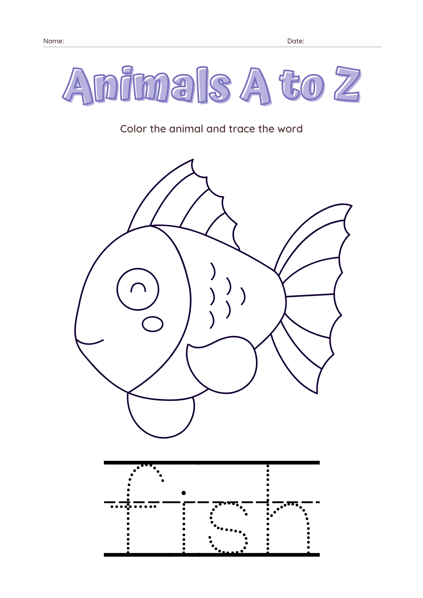 Coloring Animals With Names Preschool Color By Number Animal Coloring